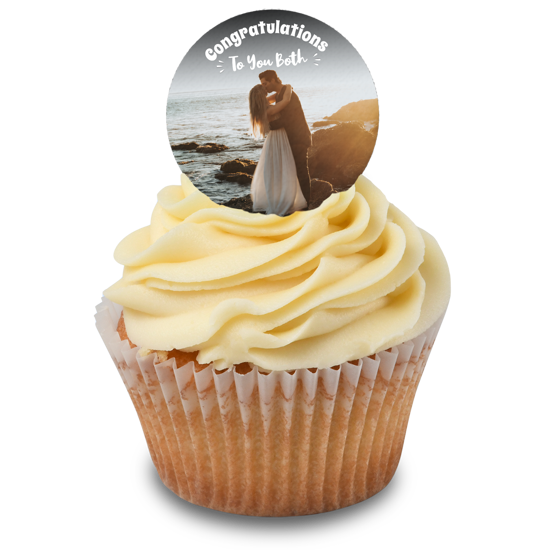 Congratulations white handwritten text photo upload Edible Cupcake Topper