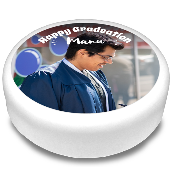 Graduation & exam theme white handwritten text photo upload Sponge Cake ...